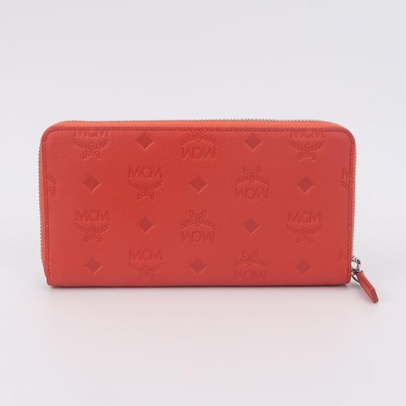 MCM | Bags | Mcm Calfskin Ottomar Monogram Large Zip Around Wallet Red ...